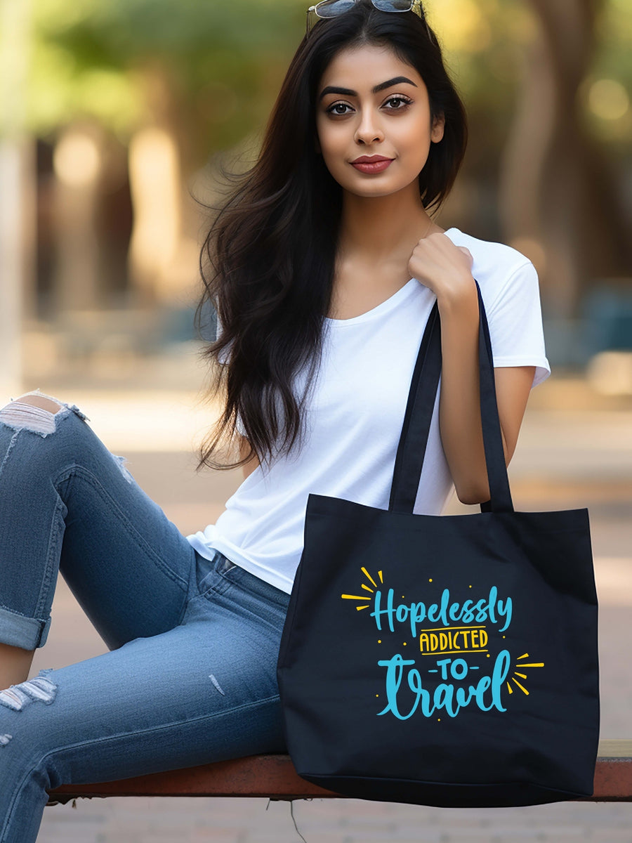 Doodle Eco-Friendly poly-cotton Tote Bag Travel Addiction