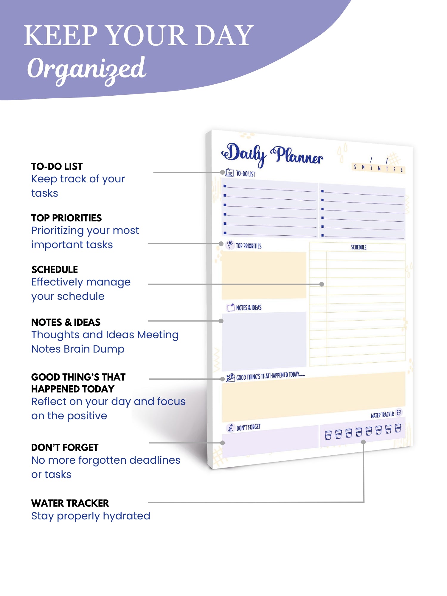 Doodle Undated Daily Planner Tear Away Notepad Sheets Daily Pad 01 ...