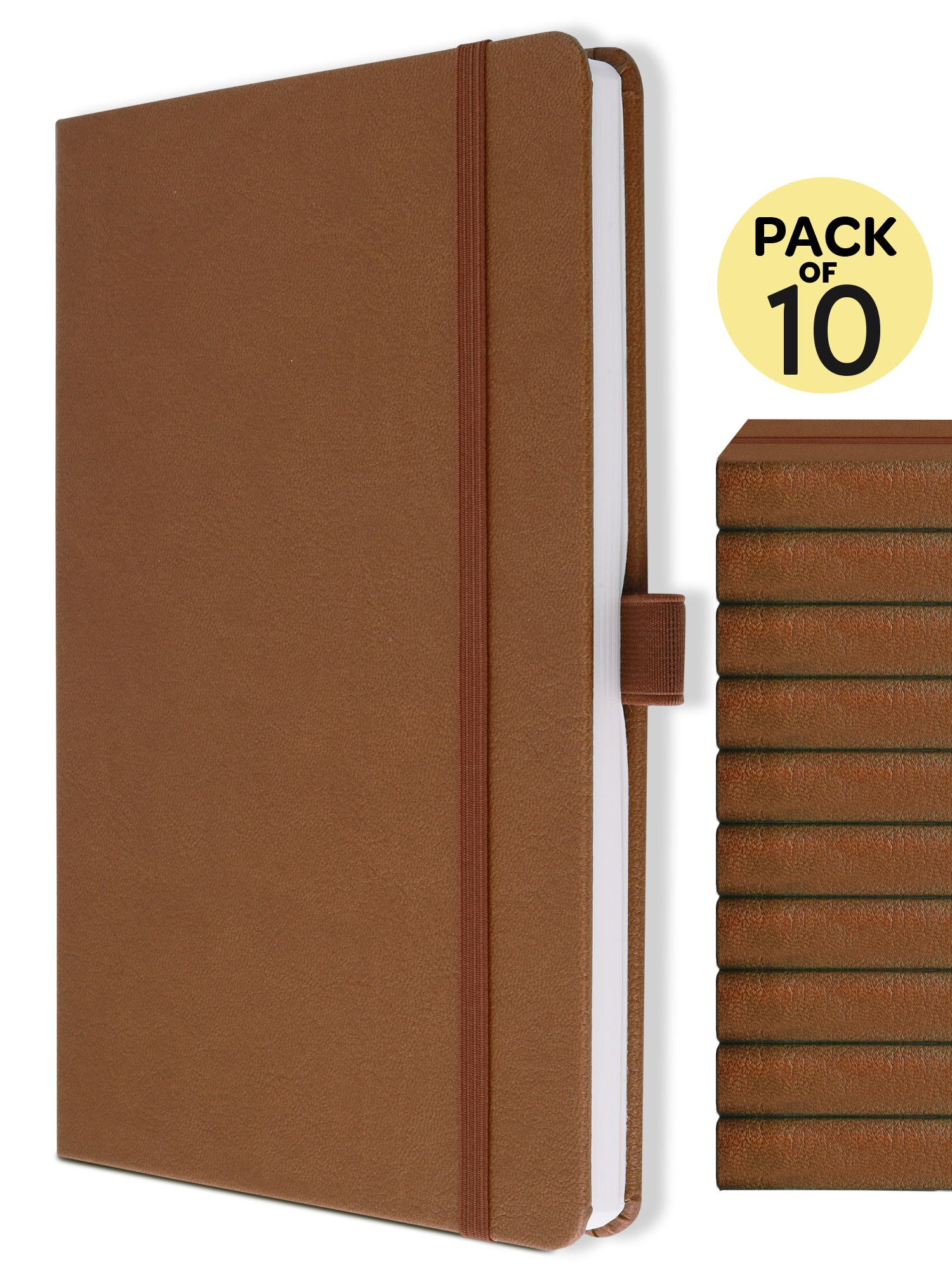 Pack of 10 Executive Notebooks — Premium PU Leather + Free Name ...